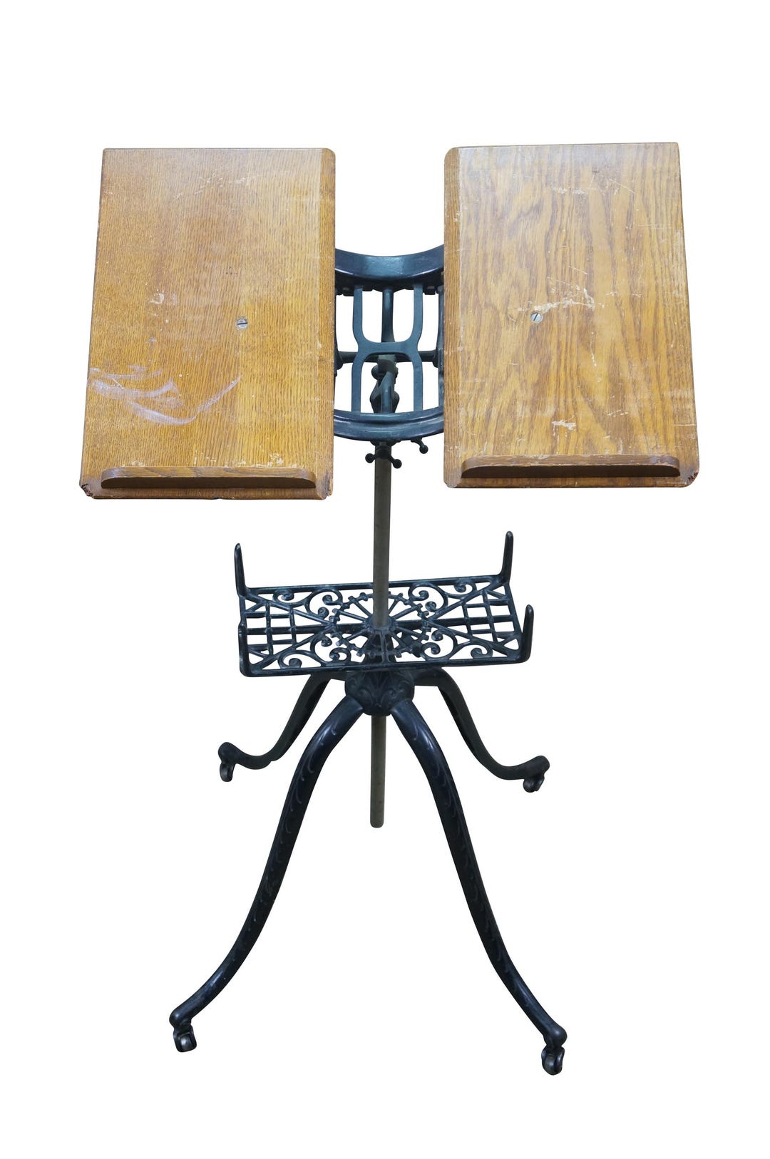 Antique Victorian Cast Iron Oak Dictionary Bible Library Book Display ...