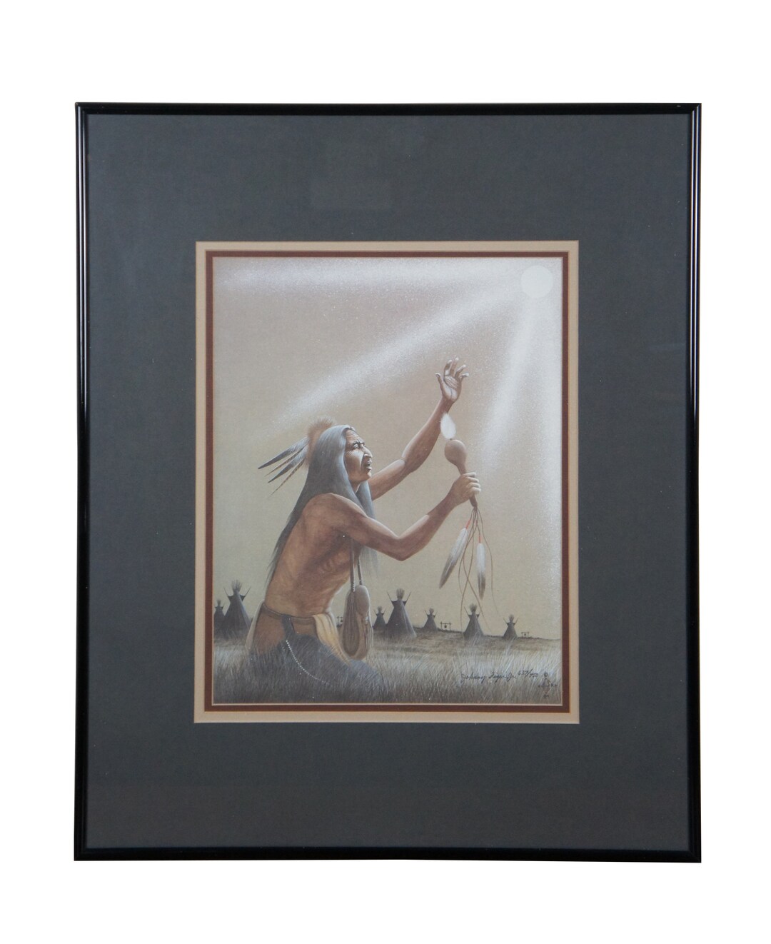 1980s Native Johnny Tiger Jr Medicine Culture Indian Print 23" - Etsy