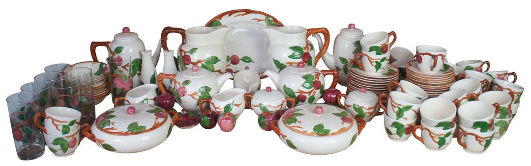 120 Piece Vintage Franciscan Apple Pattern Dinnerware Hand Painted USA ...