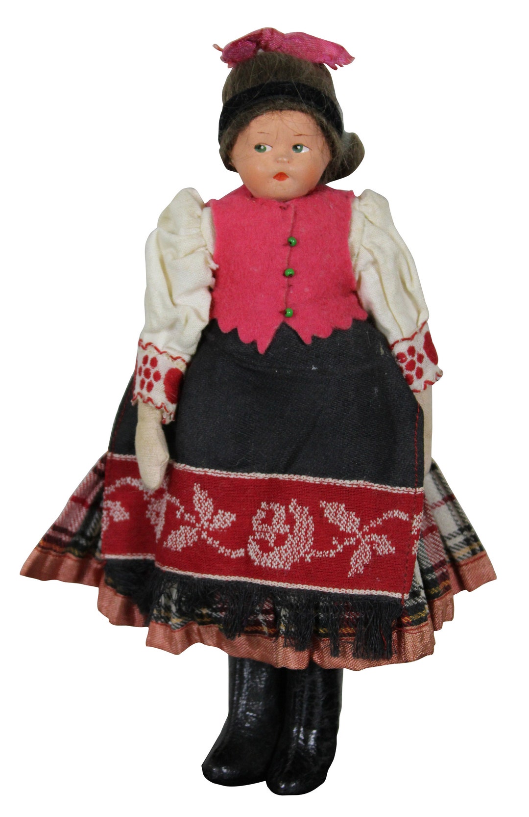 Vintage Russian Slovak Folk Costume Doll Composition & Cloth 8" - Etsy