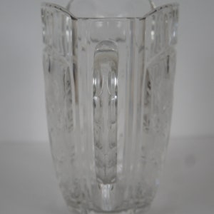 Vintage Cut & Etched Floral Glass Water Iced Tea Beverage Bar Pitcher 9 ...