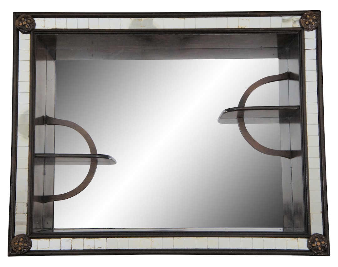 Mid Century Shadow Box Vanity Wall Shelf Curio Display Mirror 28" - Etsy