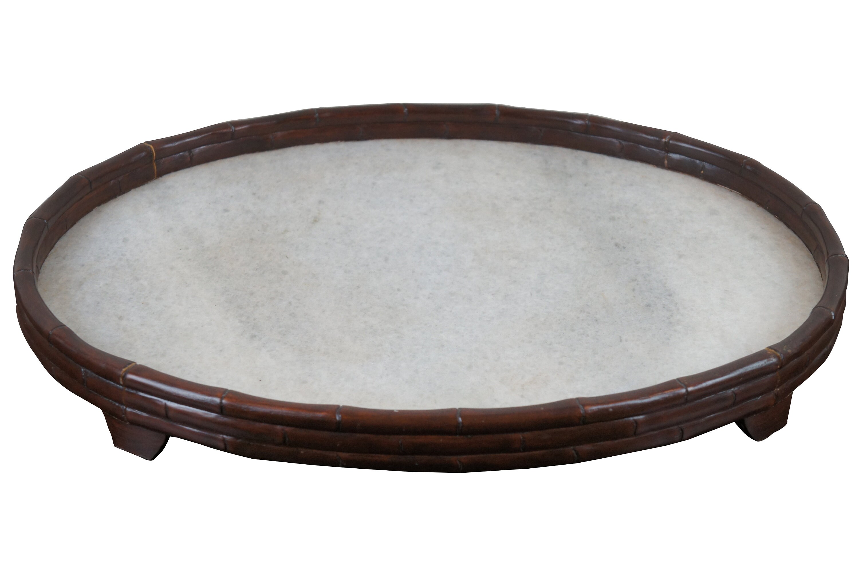 Lg Vtg Marble & Wood Footed Trivet Bar Tray Oval Plateau - Etsy