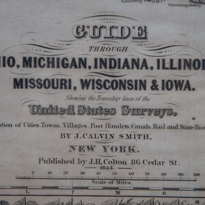 Antique 1844 J Calvin Smith JH Colton Midwest United States Survey Map ...