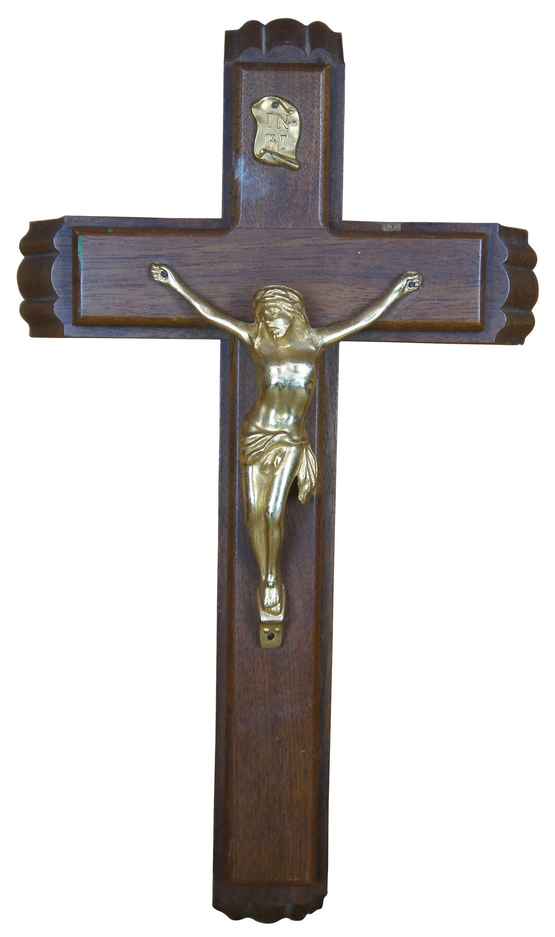 Vintage Wood INRI Catholic Last Rites Jesus Crucifix Cross Holy Water ...
