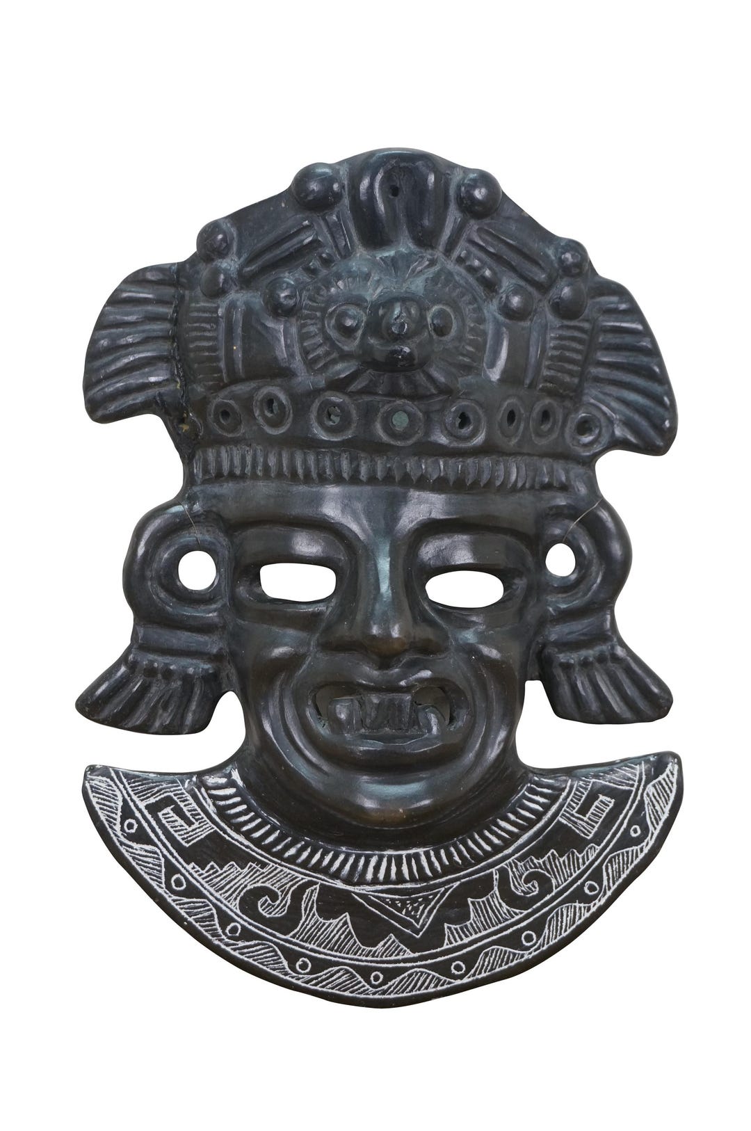1950s Mexican Barro Negro Mayan Aztec Deity Cthulhu Folk Art Clay Mask ...