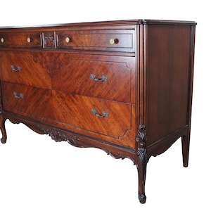 Antique French Art Deco Mahogany Marquetry Inlay Lowboy Buffet ...