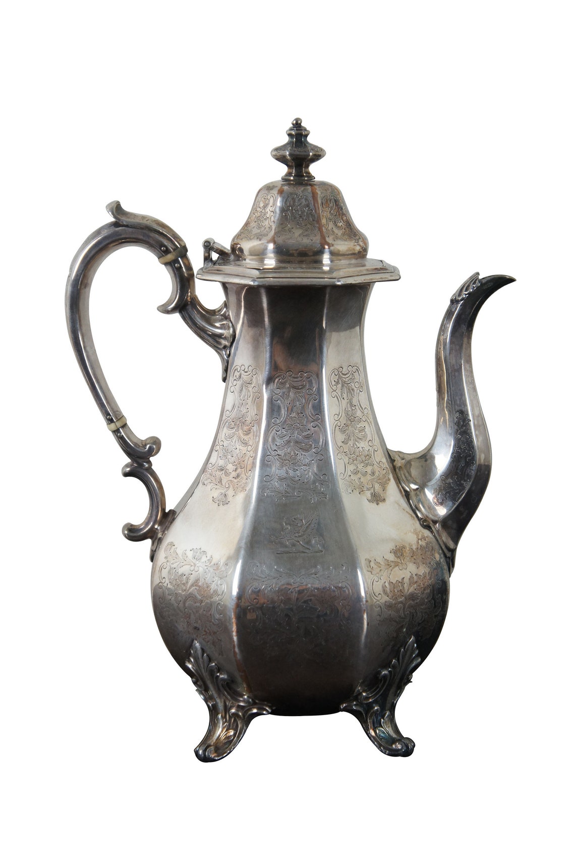 Antique T & J Creswick Sheffield England Silverplate Teapot Repoussé ...