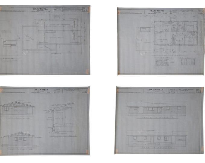 Mid Century 1960s Set of 4 Architectural Drafting Design House ...