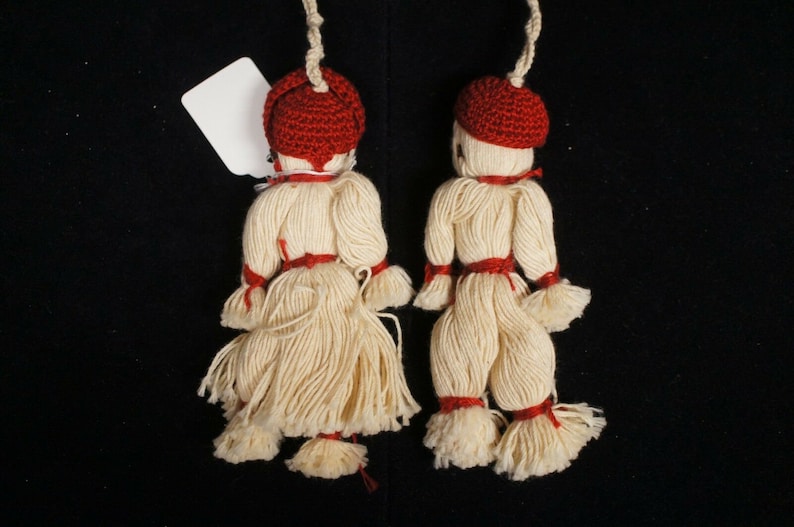 2 Vintage Cord Yarn Hanging String Dolls Man & Woman Primitive - Etsy