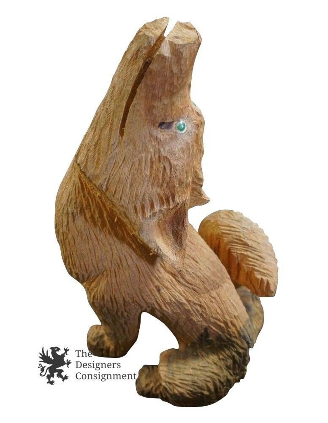 Vintage Hand Carved Rustic Pine Howling Wolf Statue Figurine Chainsaw ...