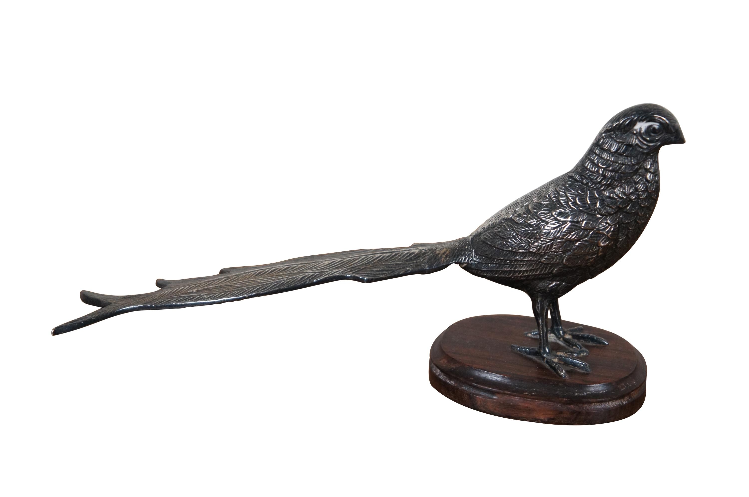 Vintage SP Collection Silver Plate Pheasant Bird Figurine Bookends Wood ...