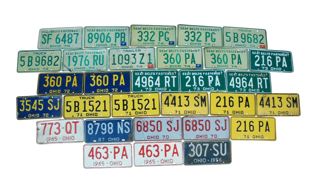 Lot of 31 Vintage Ohio License Plates Car Truck Trailer Auto Pair 1960s ...