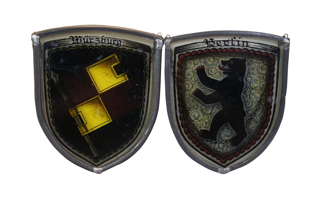2 German City Coat of Arms Stained Glass Souvenir Shields Berlin ...