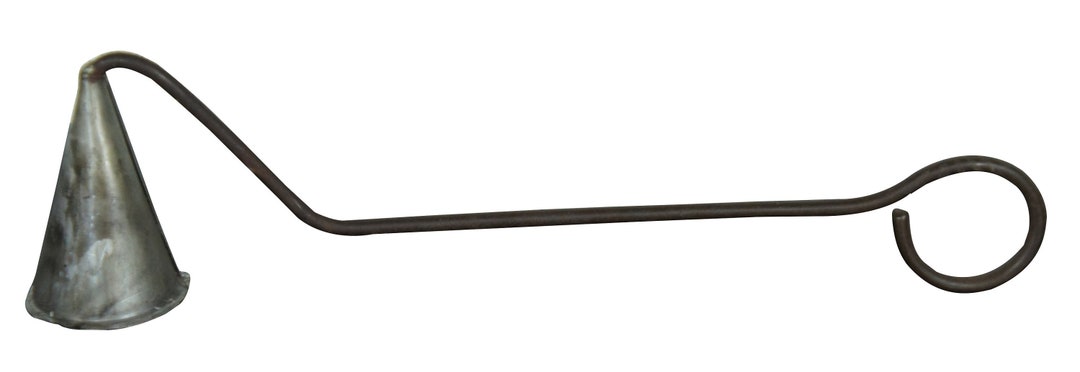 Antique Early American Tin Candle Snuffer Bell Wrought Iron Handle ...