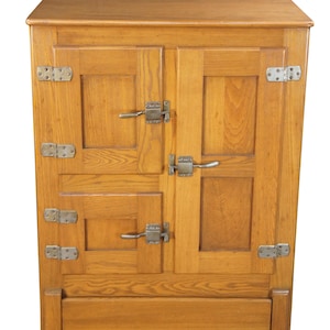 Antique American Oak Farmhouse Kitchen Pantry Ice Box Refrigerator Bar ...