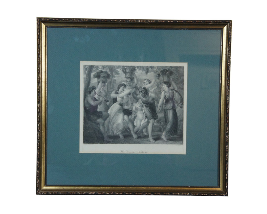 Antique 1886 Thomas Stothard the Vintage Festival Engraving Print 19 ...