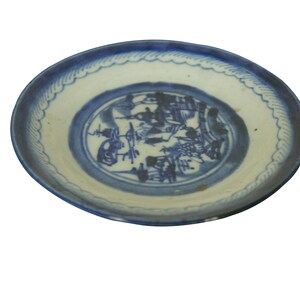 Antique Chinese Export Hand Painted Porcelain Canton Ware Flow Blue ...