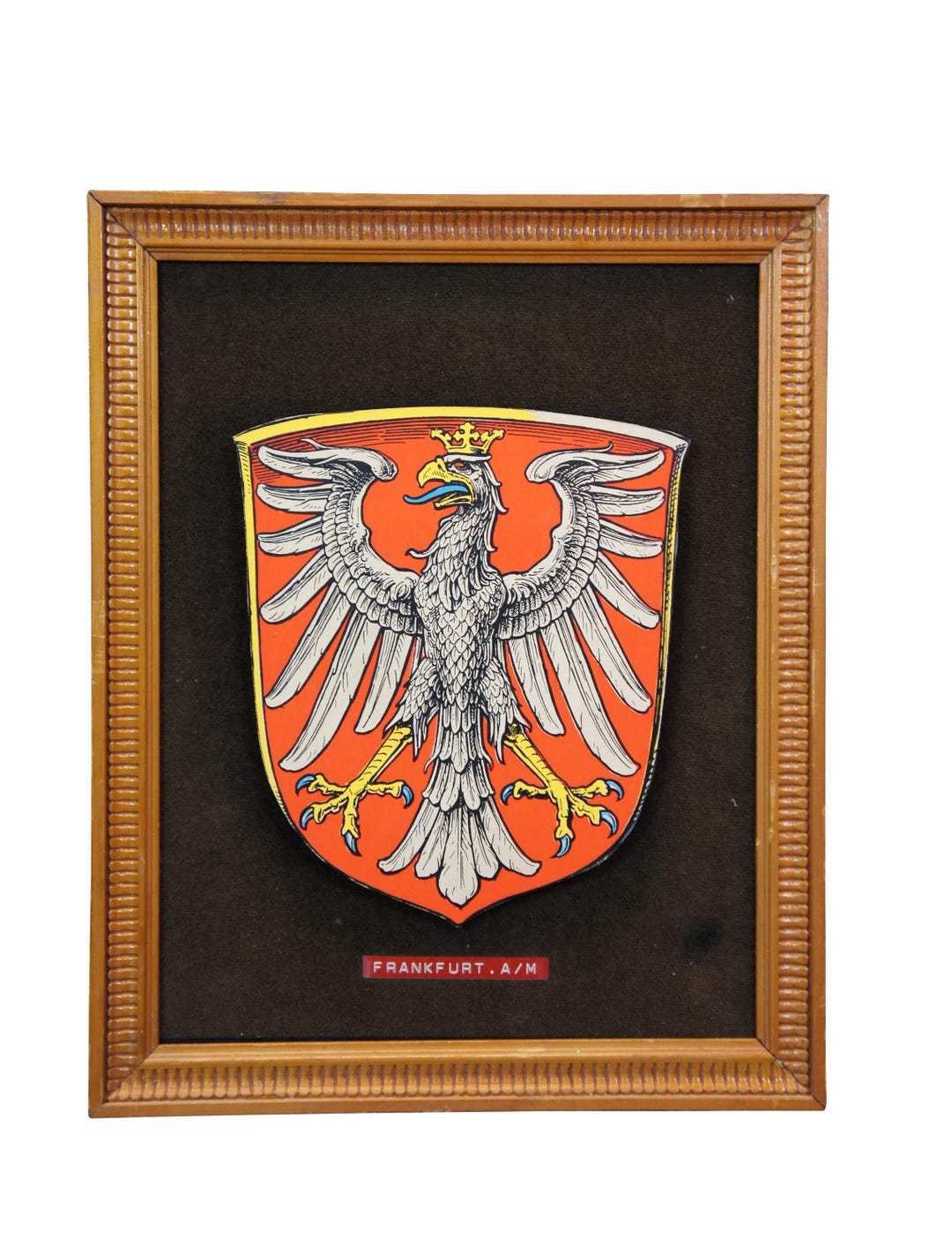 Vintage Frankfurt Germany Shield Crest Coat of Arms Souvenir Wall Art ...