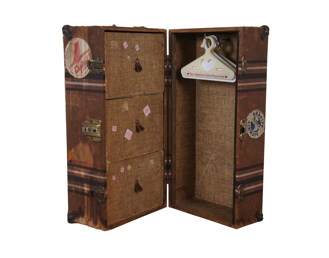 Antique Salesman Sample Miniature Doll Luggage Steamer Trunk Wardrobe ...