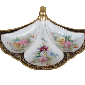 Antique 1910s Noritake Nippon 3 Section Porcelain Divided Fan Dish Tray ...