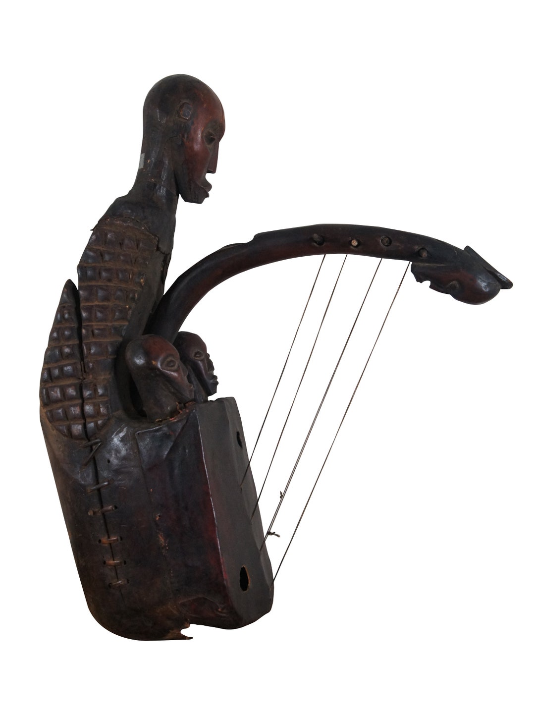 African Mangbetu Carved Figural Bow Harp Domu Instrument 27" - Etsy