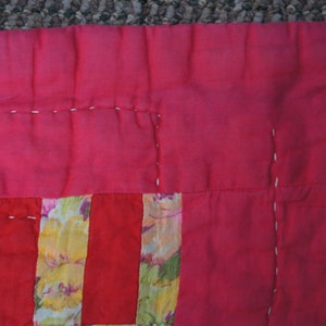 Vintage Hand Stitched Patchwork Quilt Red & Blue Full Size Bedspread ...