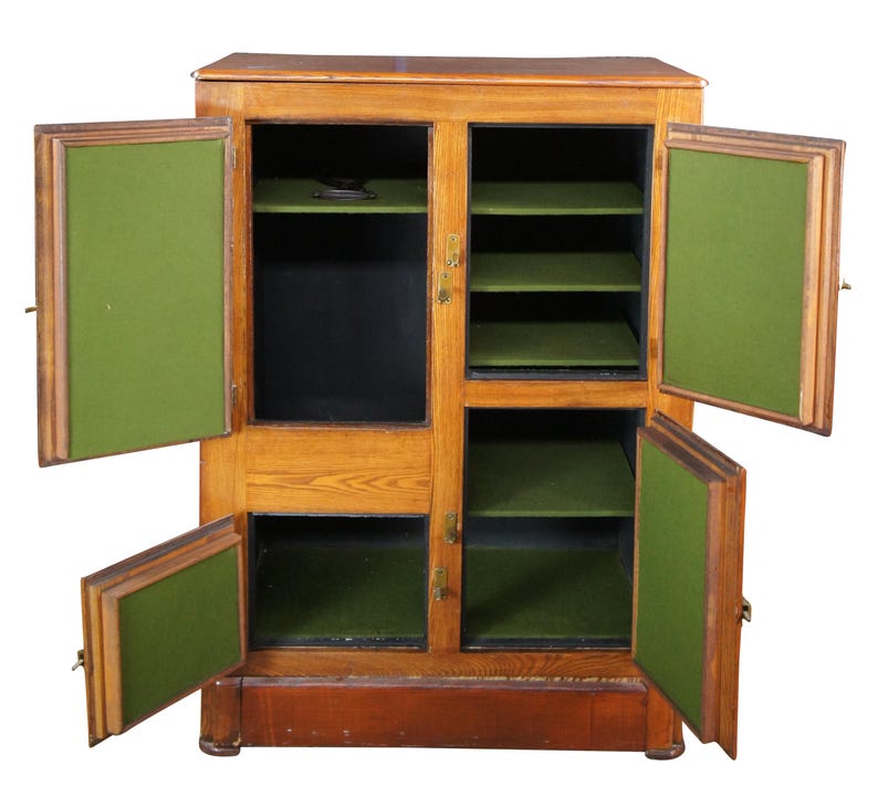 Antique Quarterswan Oak Farmhouse Kitchen Ice Box Refrigerator Bar ...