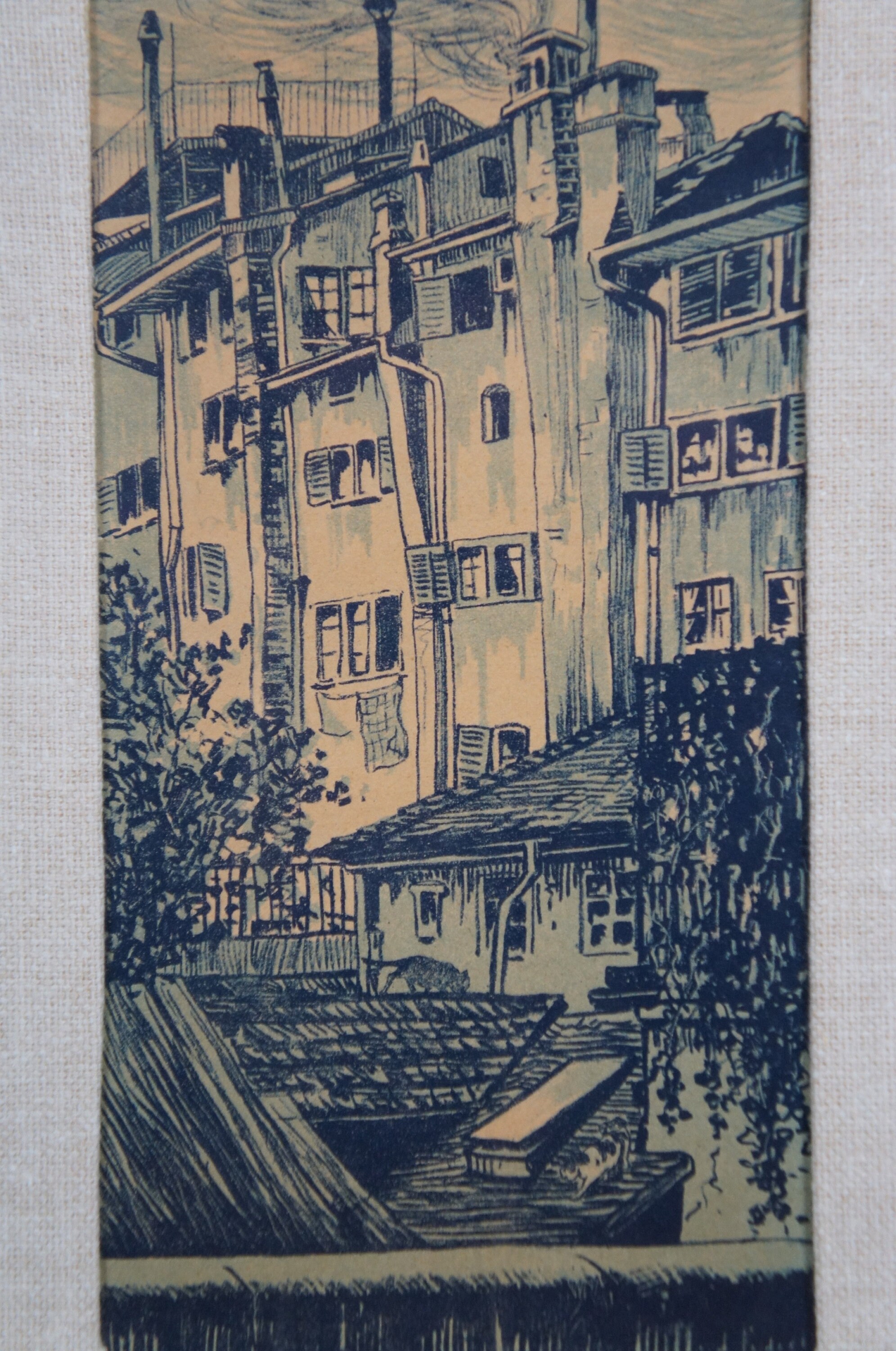 Vintage German Cats on Roofs Cityscape Lithograph Print 13" - Etsy