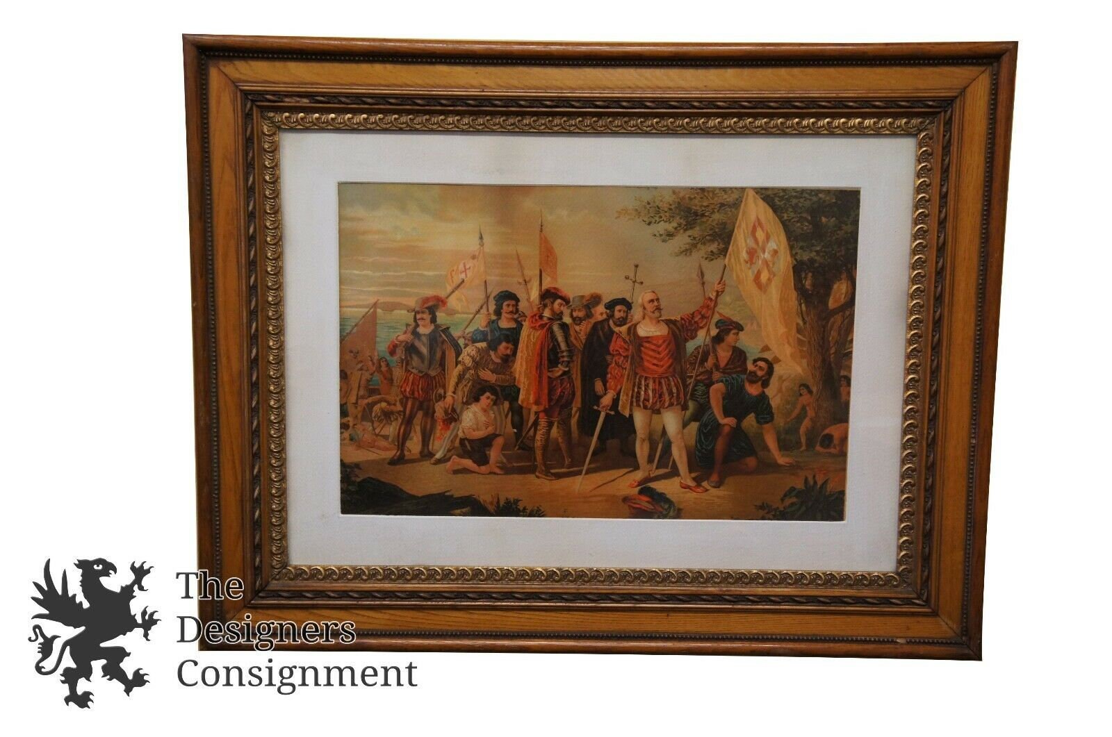 Landing of Christopher Columbus Colored Engraving Antique - Etsy