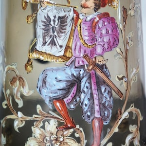 Antique German Brown Glass Hobnail Enameled Heraldic Water Pitcher 13 ...