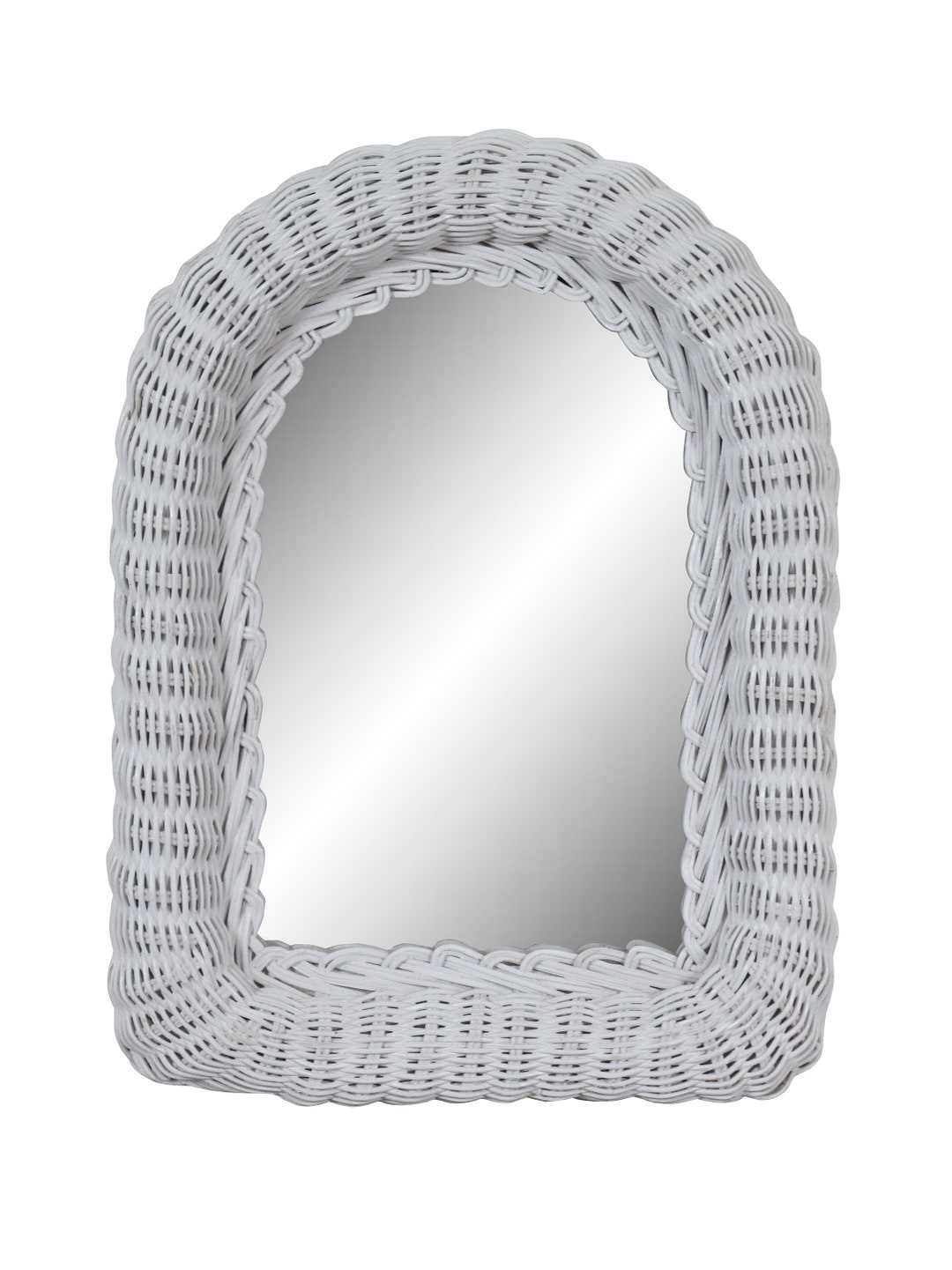 Vintage Arched White Wicker Boho Chic Cottage Farmhouse Wall Vanity ...