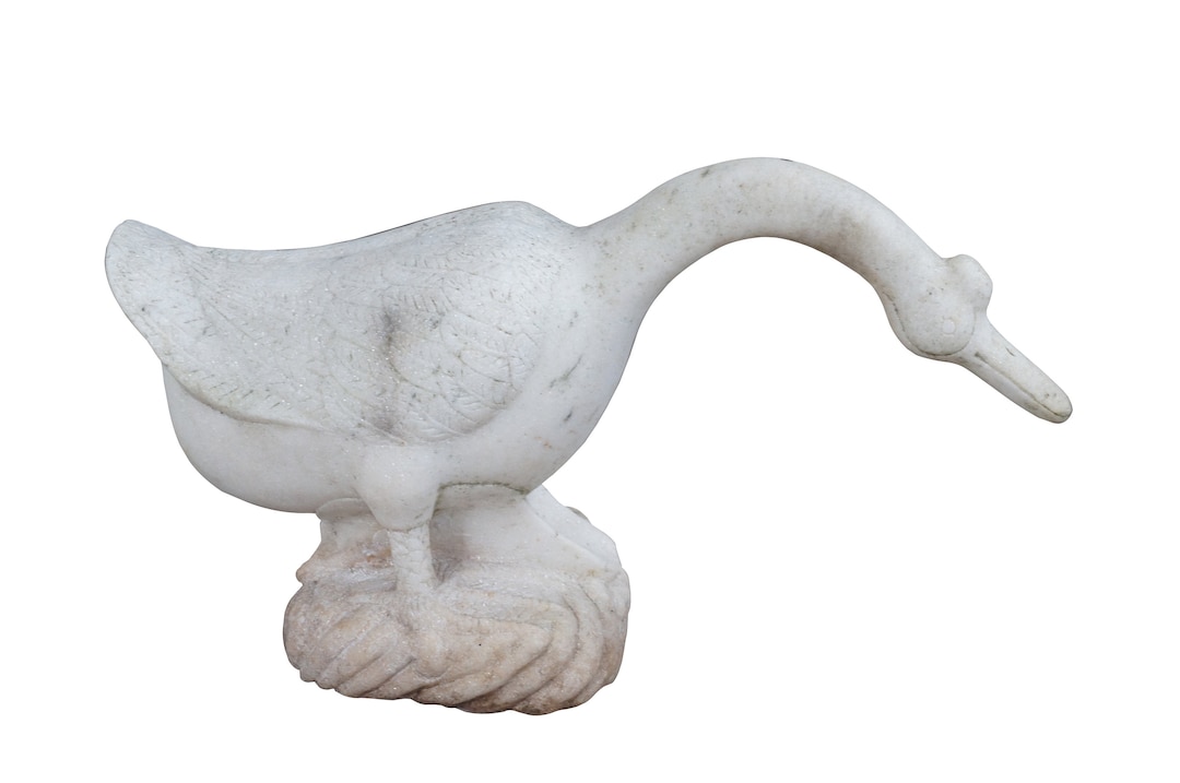 Antique Italian Carved Marble Stone Goose Geese Bird Garden Sculpture ...