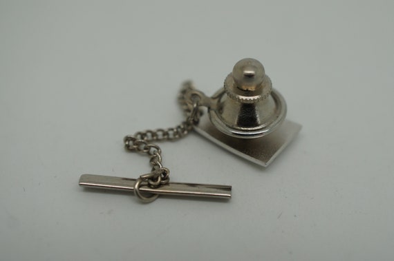 Swank Sterling Silver Enamel Masonic Lapel Pin Compass - Gem