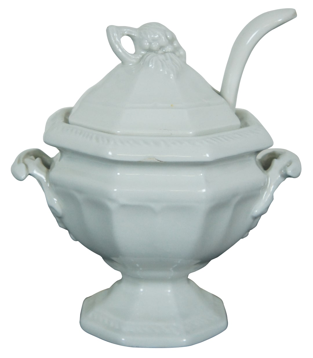 Antique Red Cliff Ironstone Octagonal White Grape Trophy Soup Tureen ...