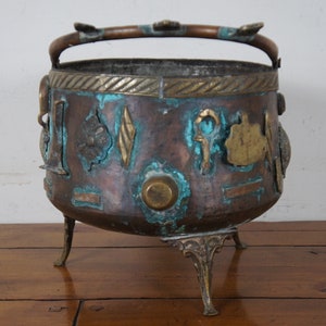 Antique 19th Century Chinese Bronze Ornate Cauldron Pot Planter Tripod ...