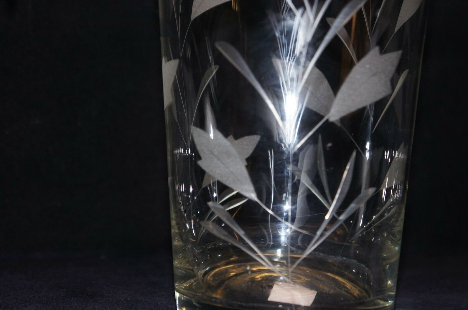 Large Round Etched Frosted Flowers Floral Designs Clear Glass | Etsy