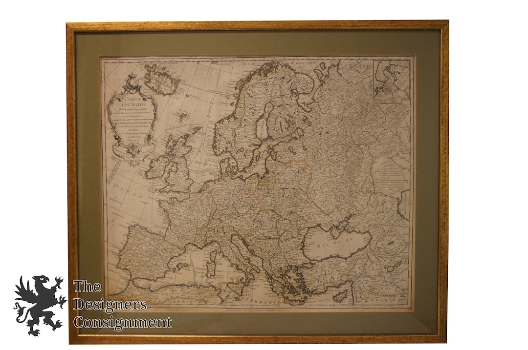 Philippe Buache Antique 1724 Carte D'europe Colored Map French ...