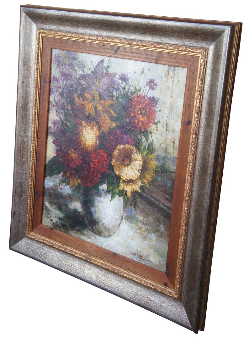 Still Life Floral Oil Painting by Van Matino Vibrant Flower Bouquet in ...