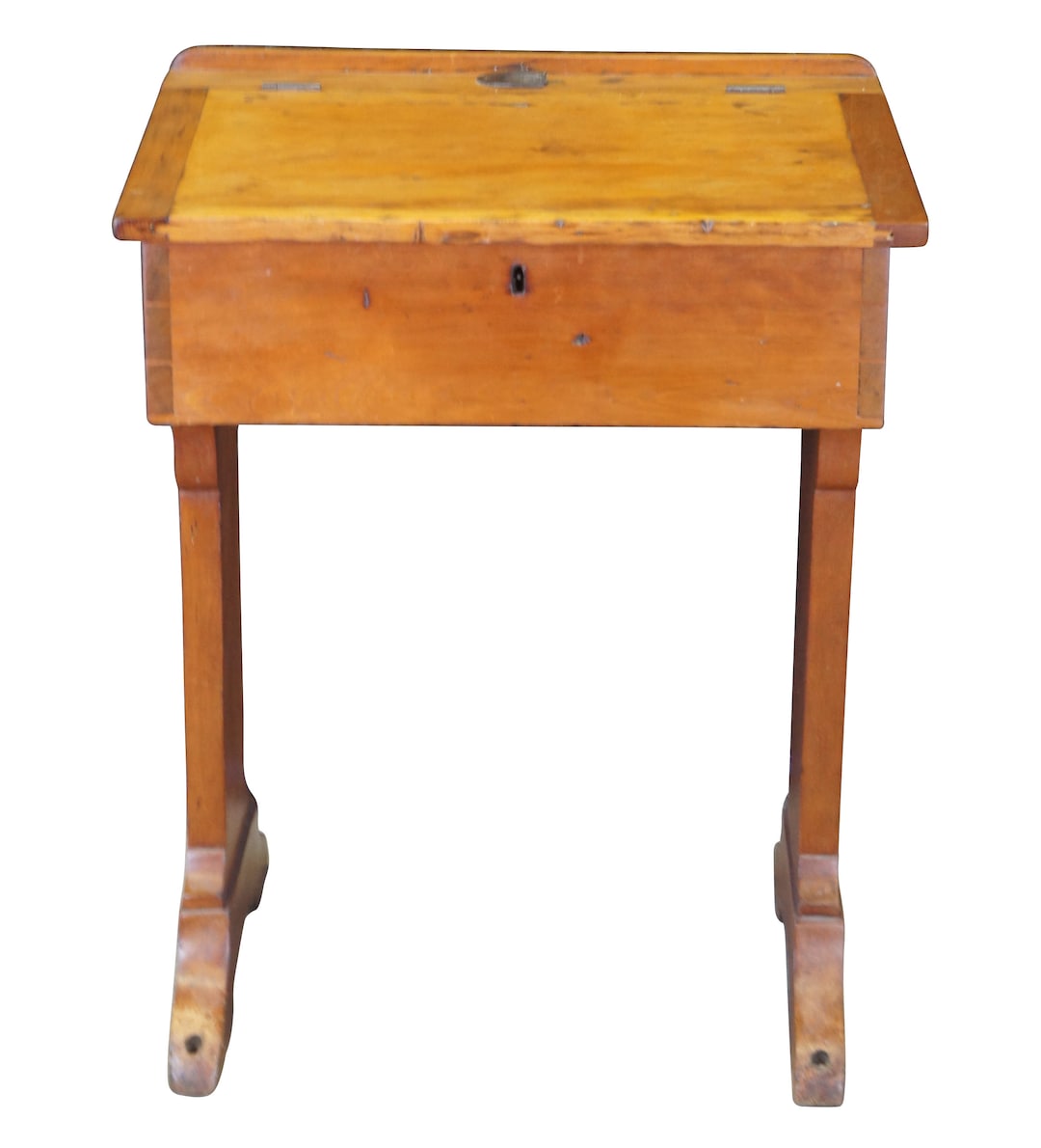 Primitive Antique Early American Country Farmhouse Slant Top School ...