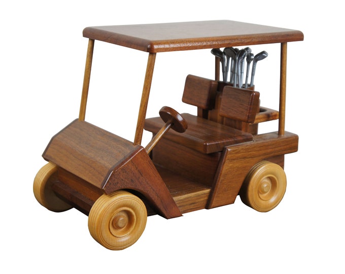 Walnut Toys by Schneiders Wood Crafts Two Tone Golf Cart With Bags ...