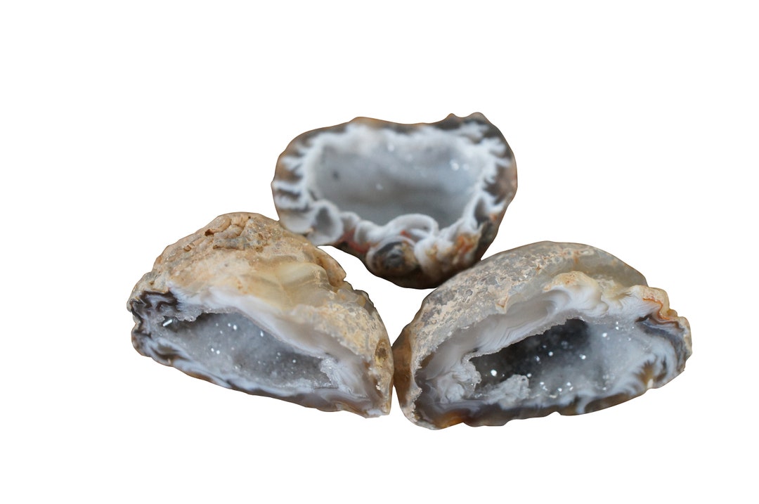 6 Agate Crystal Geode Stone Clusters Rocks Matching Halves Mineral ...