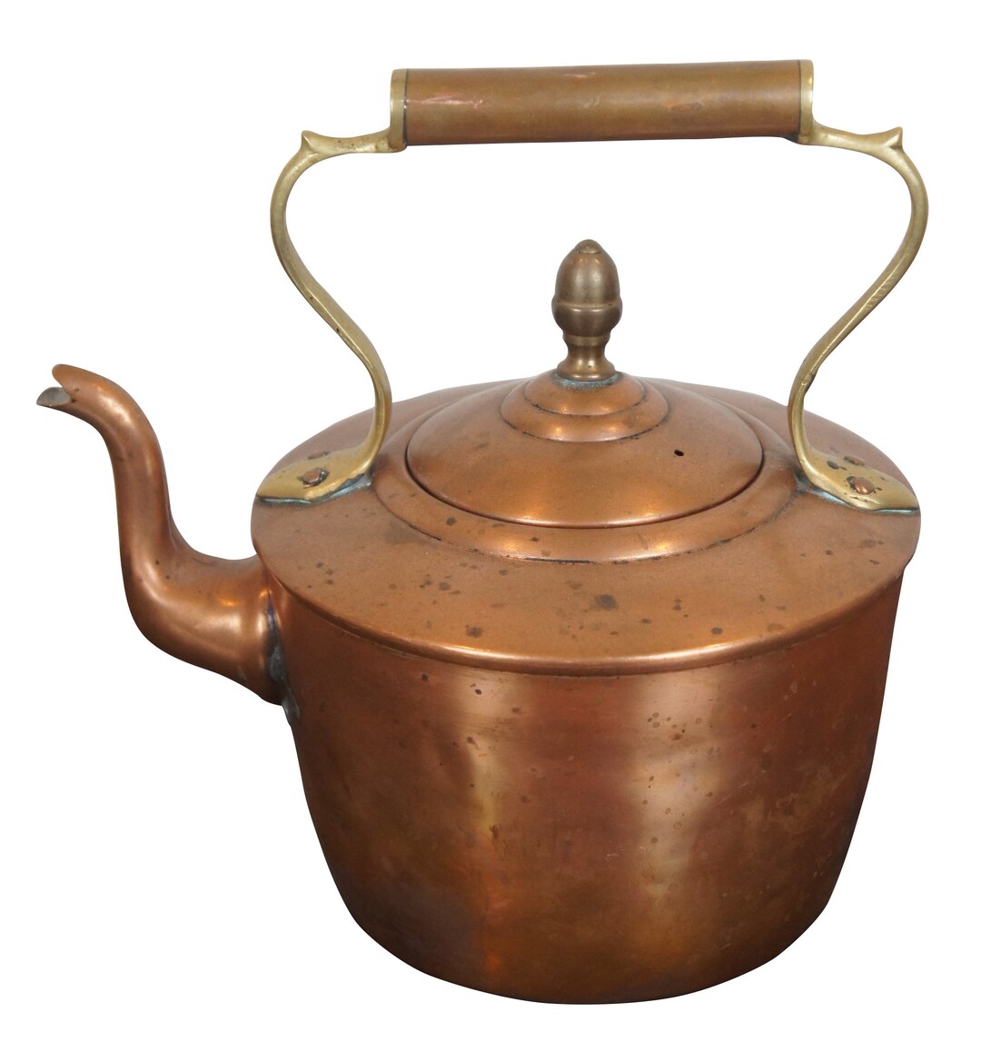 Antique Orante English Copper Linton Tea Coffee Pot Kettle W Acorn ...