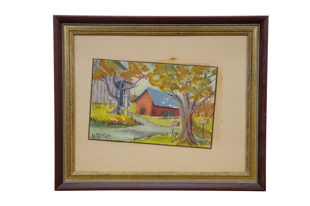 Helen Mcrae Autumn Farmhouse Barn Landscape Watercolor Painting 12" - Etsy