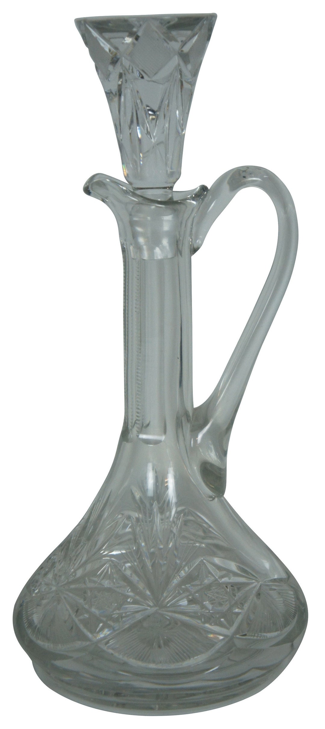 Mid Century Cut Glass Wine Liquor Decanter Jug Pitcher W Stopper 14” - Etsy
