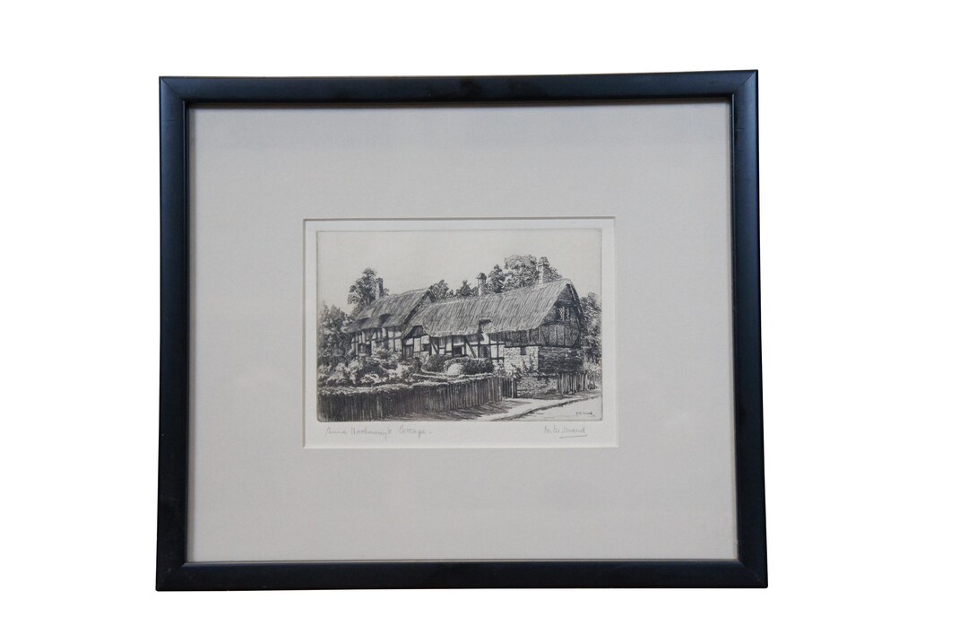 Vintage N.M. Ward Anne Hathaway's Cottage Pencil Signed Etching ...