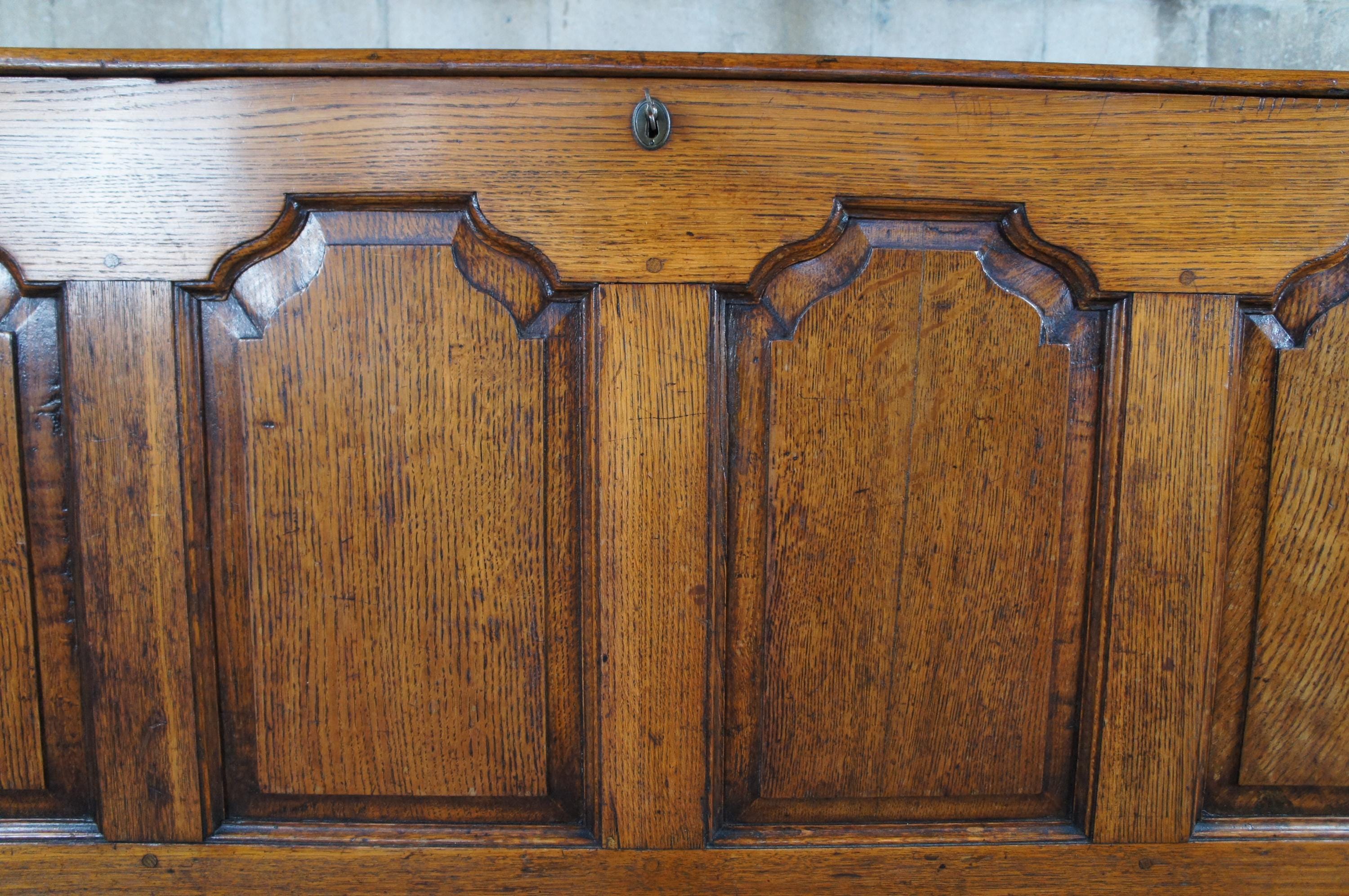 Antique 18th C. English Georgian Quartersawn Oak Mule Dowry Chest Trunk ...