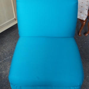 Post Modern Overstuffed Turquoise Blue Upholstered Slipper Chair ...