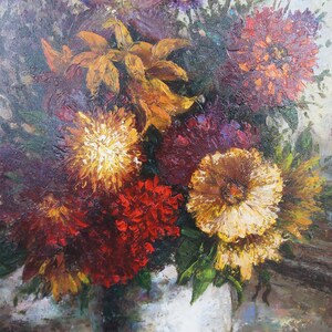 Still Life Floral Oil Painting by Van Matino Vibrant Flower Bouquet in ...