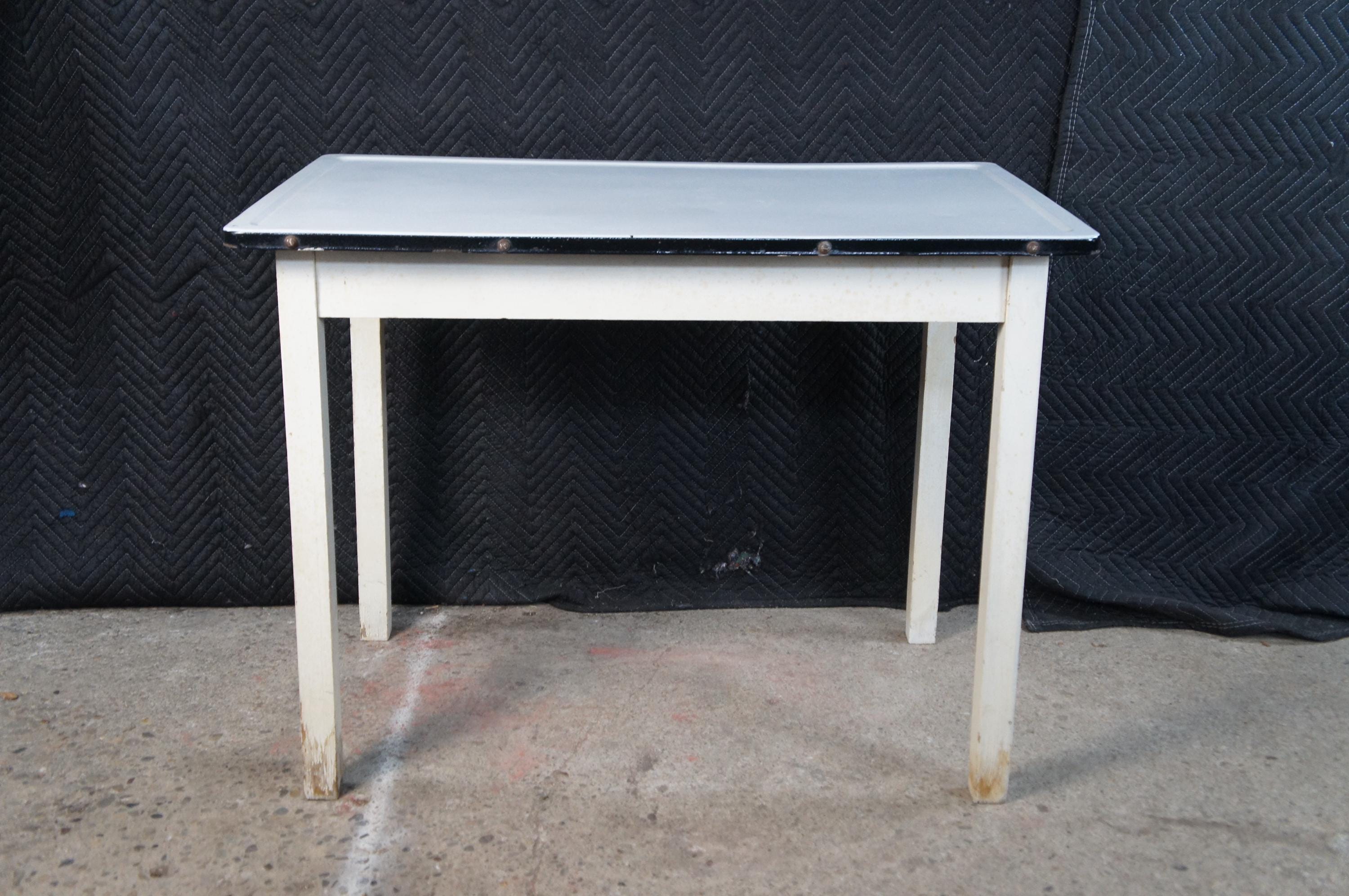 Mid Century Enameled Metal Kitchen Hoosier Farmhouse Table Desk 40" - Etsy